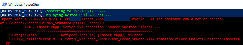 PowerCLI: Import-vApp OVA: Hostname cannot be parsed. – Ready, Set, Virtual!